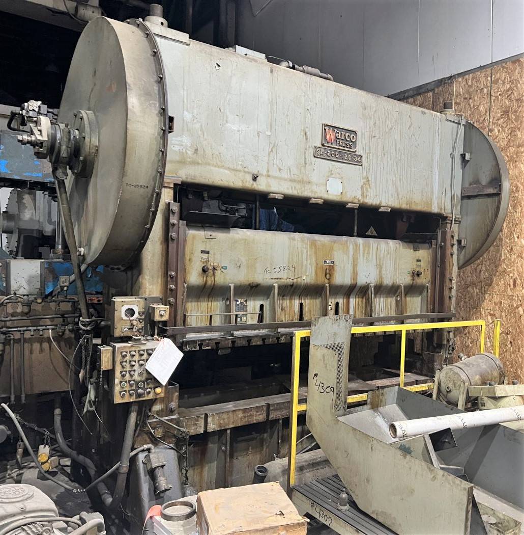 200 Ton Straight Side Press • Used Warco S2-200-120-34 Press (3189)